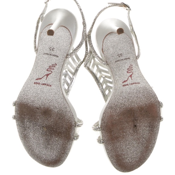 Rene Caovilla | Shoes | Rene Caovilla Silver Strass Sandals 35 | Poshmark
